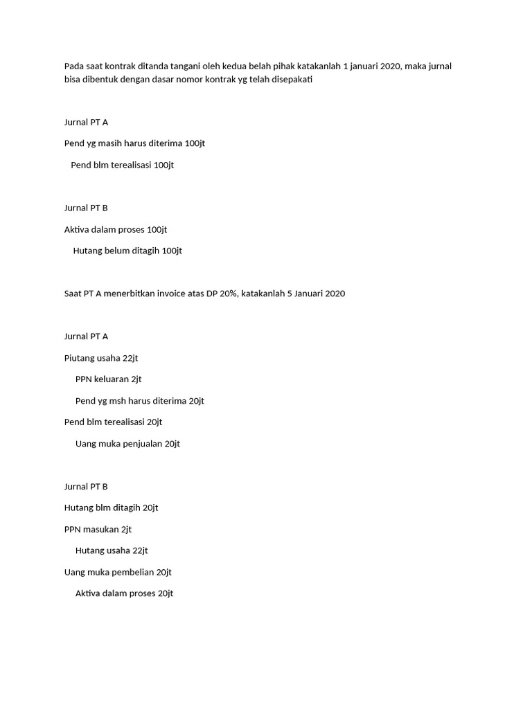 Penjualan kontrak dan DP | PDF