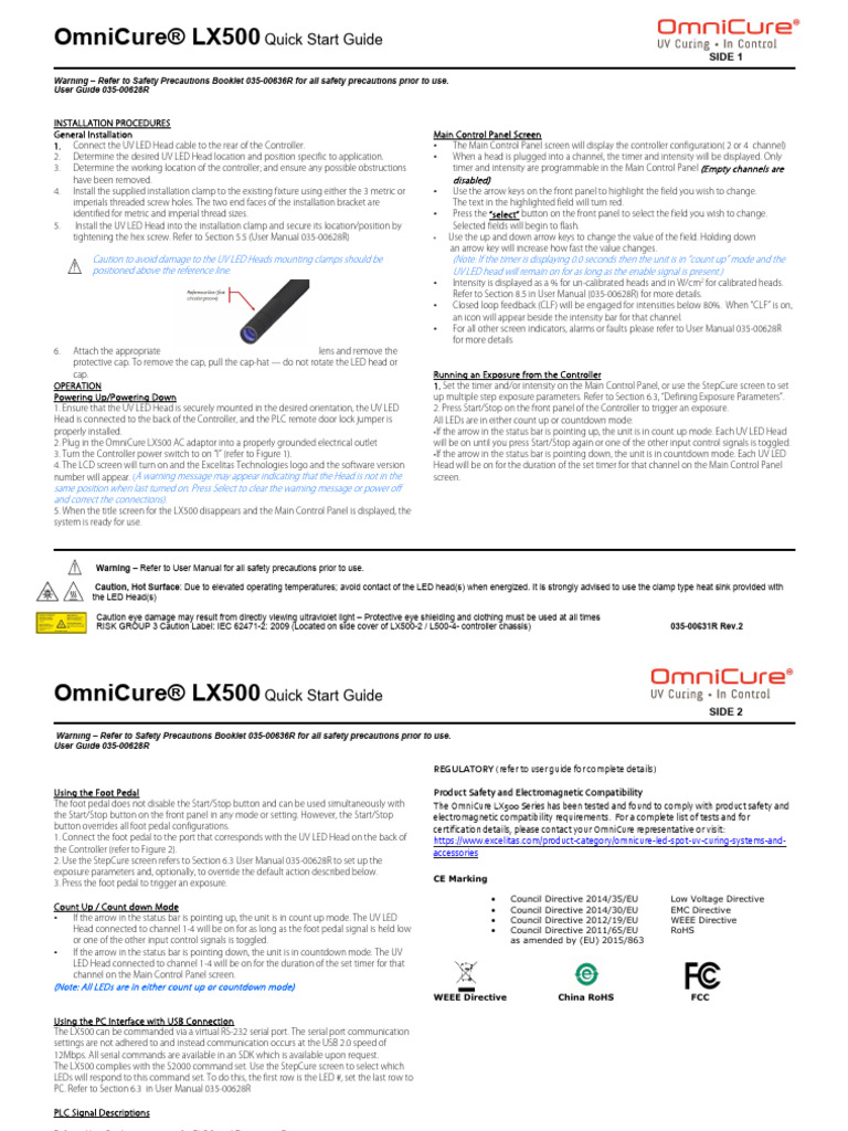 OmniCure LX500 Quick Start Guide | PDF