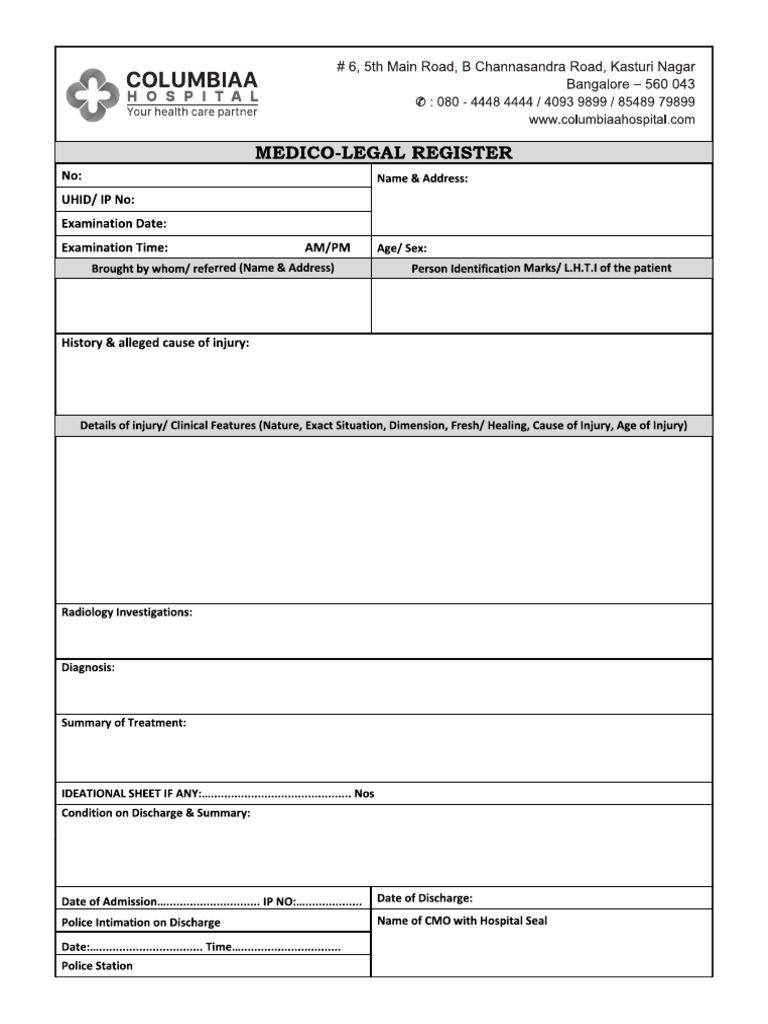 Medico - Legal Register | PDF