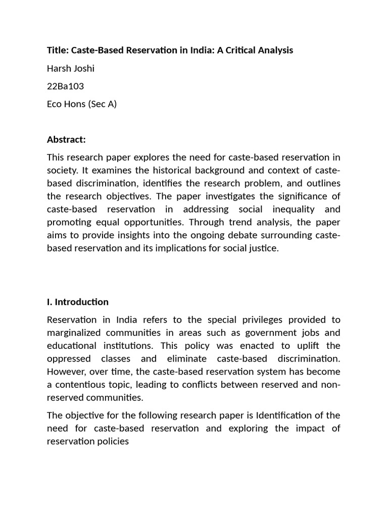 Research Paper On Caste Discrimination | PDF