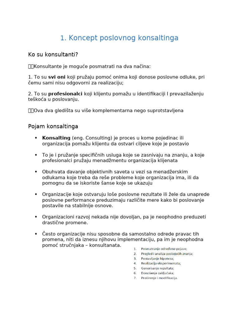 Poslovni konsalting skripta H | PDF