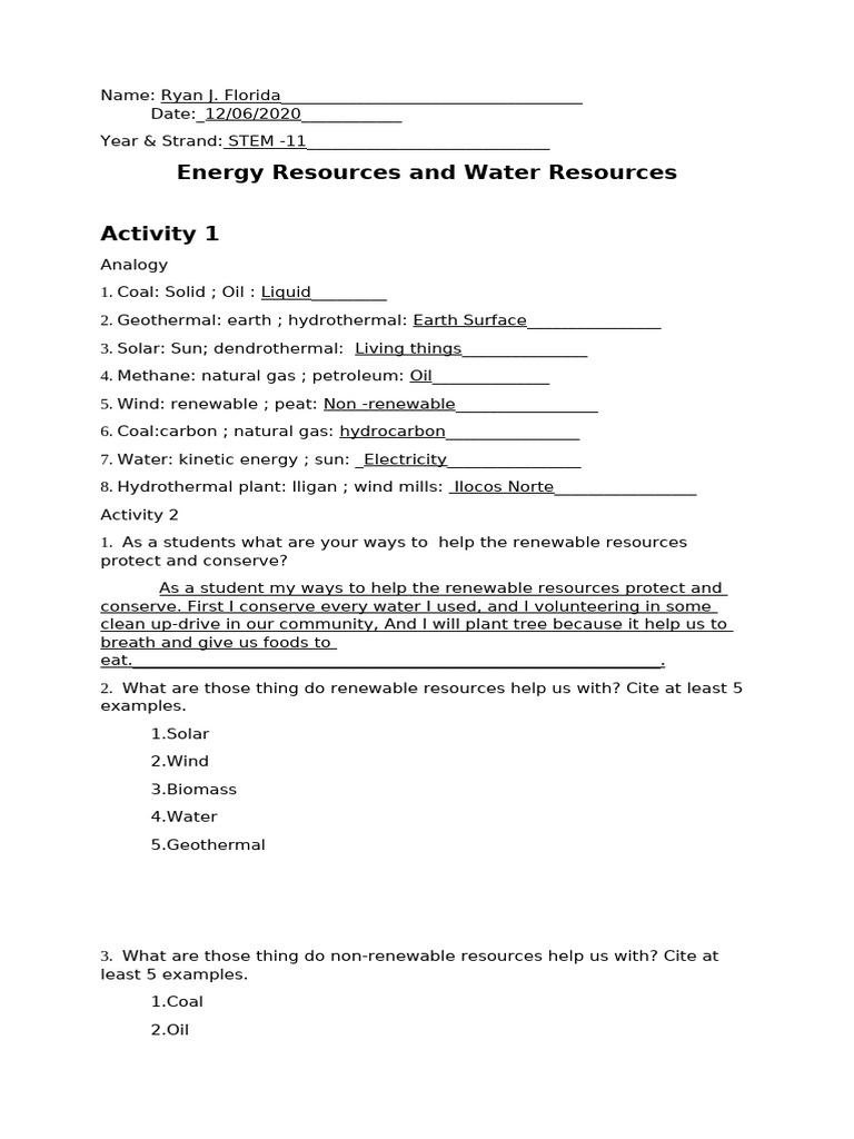 Activity Energywater Resources | PDF