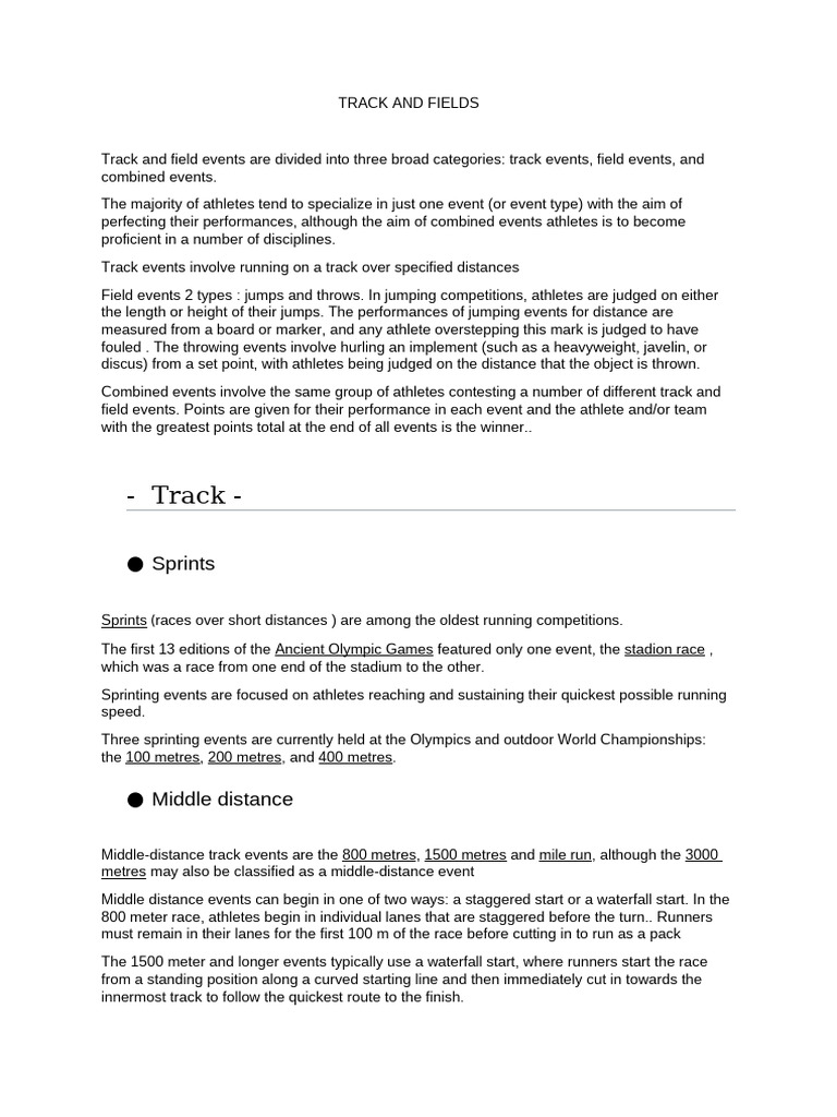 Lesson 2 - Track and Field | PDF | Track And Field | Science & Mathematics