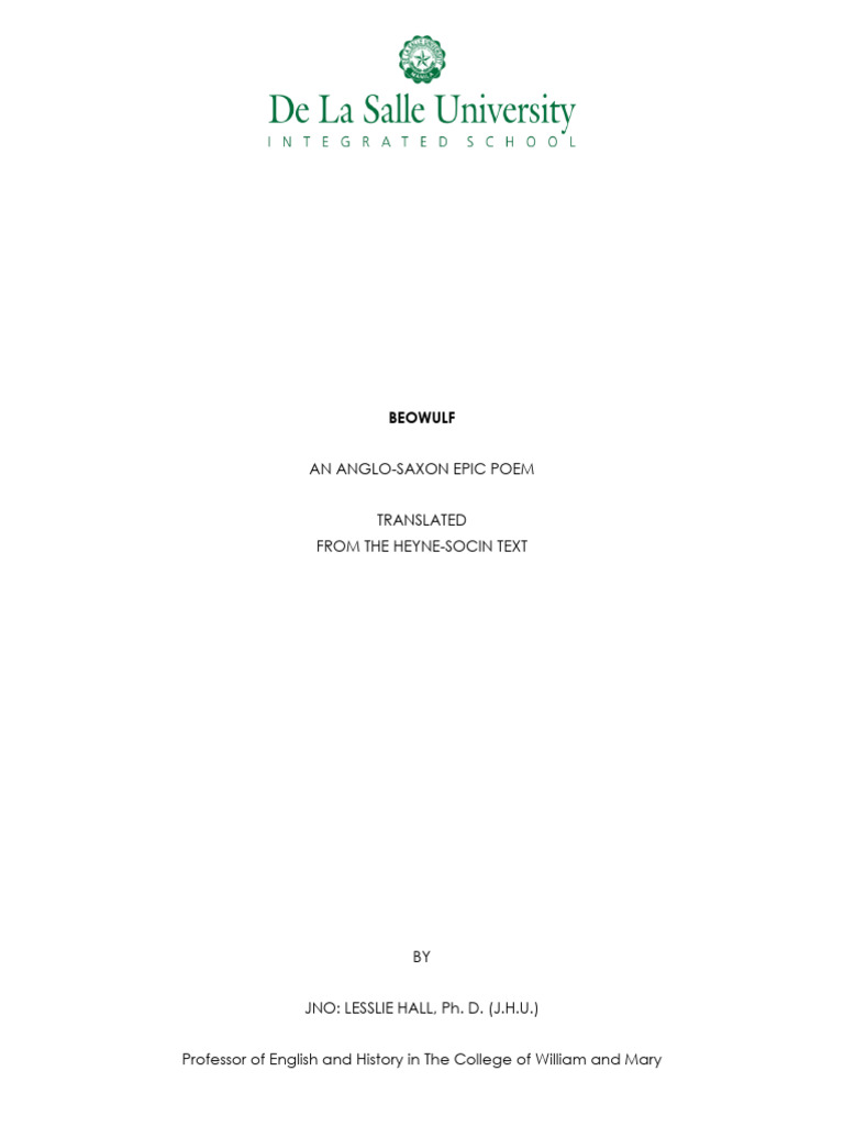 Beowulf First Three Chapters | PDF