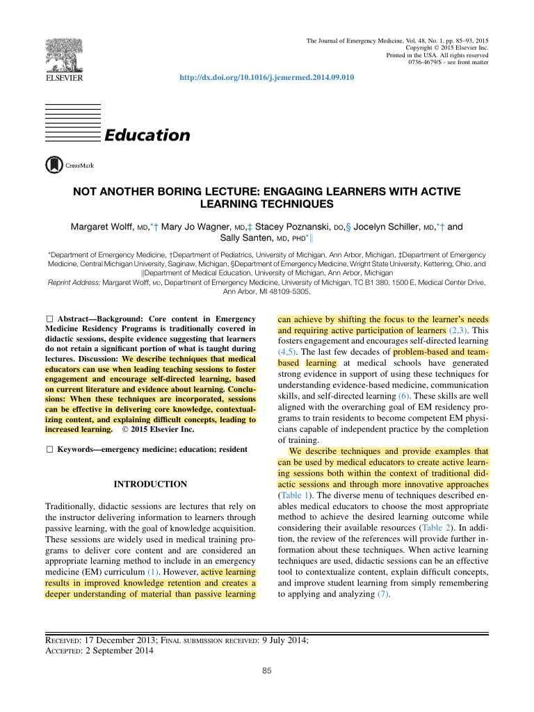 Wolff Et Al 2014 Not Another Boring Lecture-1 | PDF