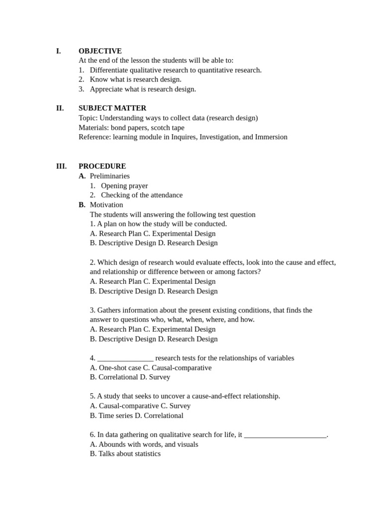 3iiis Lesson Plan | PDF | Qualitative Research | Quantitative Research