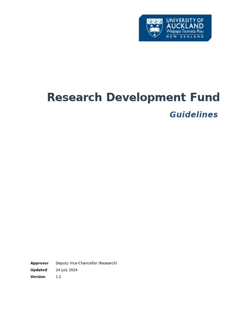 Research Development Fund Guidelines July 2024 | PDF