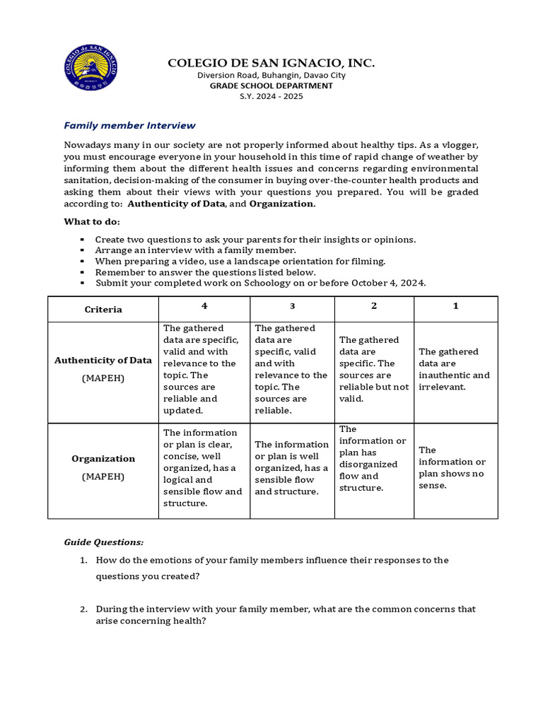 LEVEL 3 Task - Family Member Interview (2) | PDF