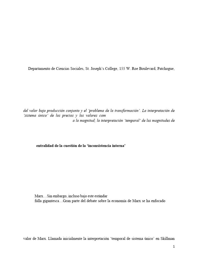 Una Interpretacion de Sistema Temporal Unico de La Teoria Del Valor de ... Una Interpretacion de Sistema Temporal Unico de La Teoria Del Valor de ...