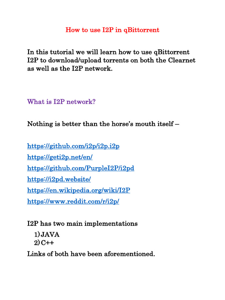 How to use I2P in qBittorrent | PDF