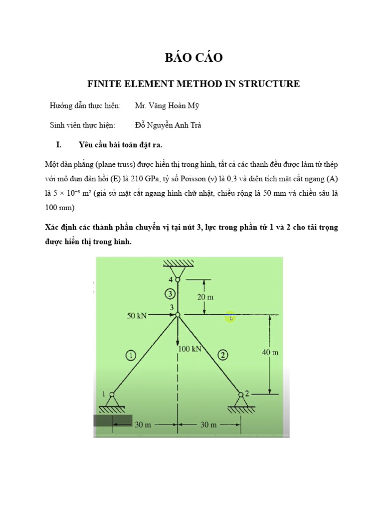 Báo Cáo: Finite Element Method in Structure | PDF