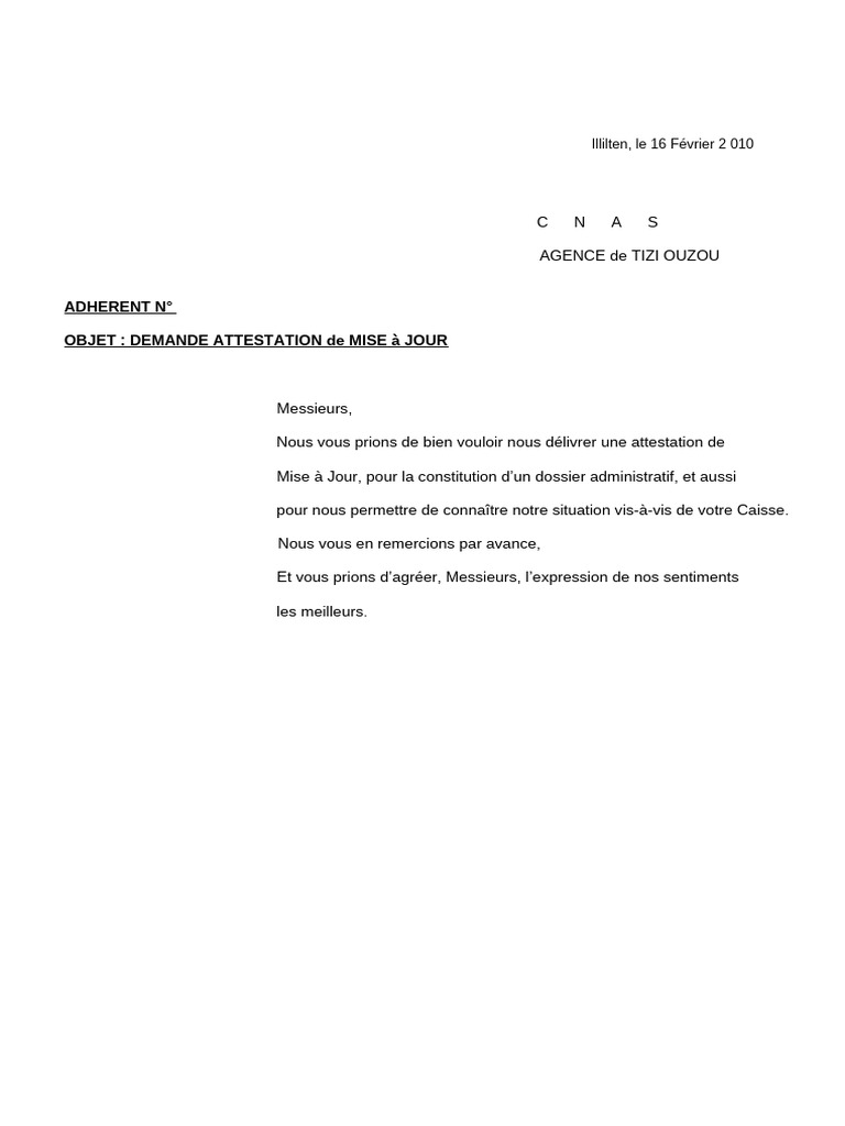 Attest Mise Jour | PDF Attest Mise Jour | PDF