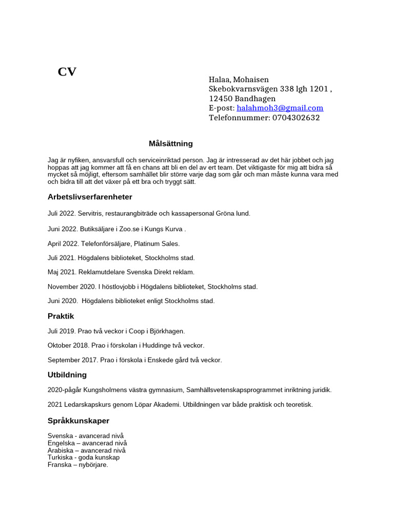 CV Och Personligt Brev Kopia Kopia Kopia | PDF