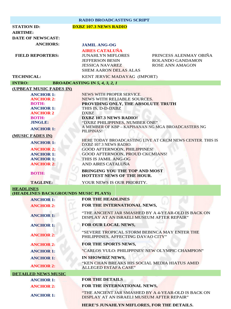 Radio Broadcasting Script | PDF
