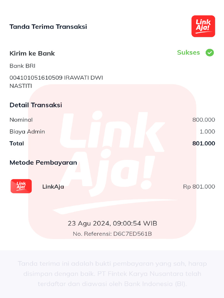 LinkAja RECEIPT 20240823 090101 20240823 090101 | PDF