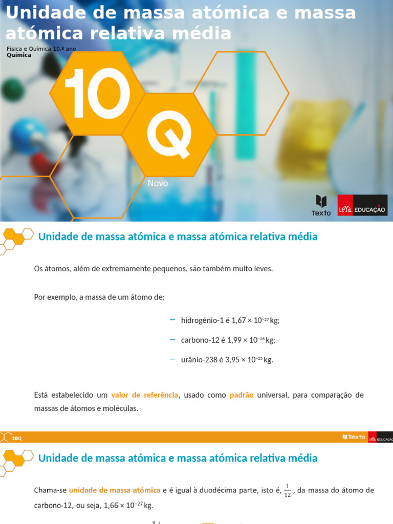 3 - Unidade de Massa Isotópica e Massa Atómica Relativa Média | PDF ...