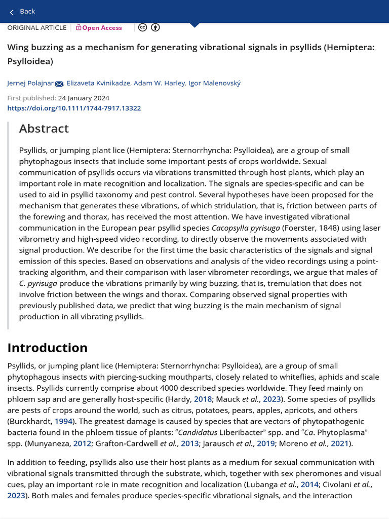 Wing Buzzing As A Mechanism For Generating Vibrational Signals in ... Wing Buzzing As A Mechanism For Generating Vibrational Signals in ...