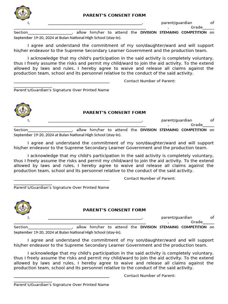 PARENTS PERMIT - Stemazing | PDF | Parent | Kinship And Descent