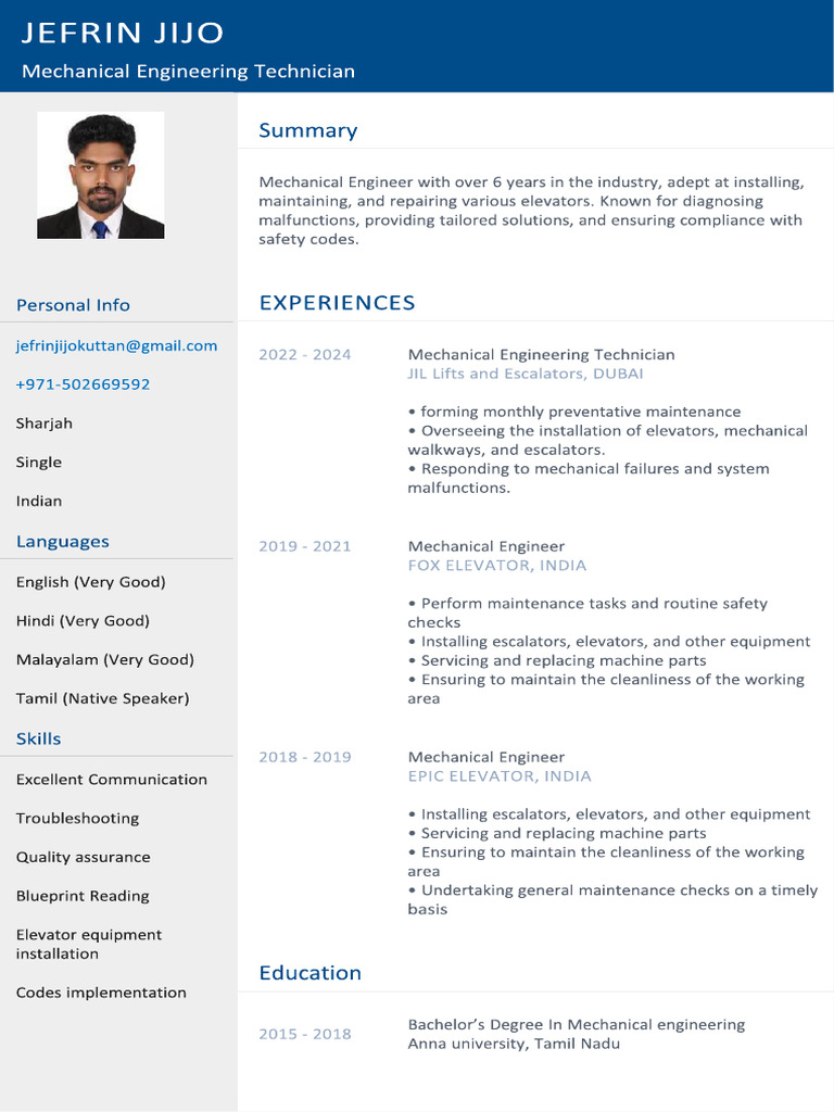 Resume Jefrin Jijo | PDF