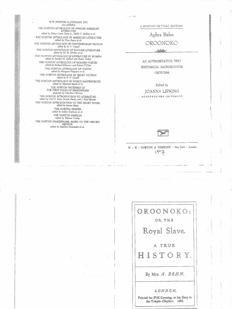 Behn Oroonoko | PDF