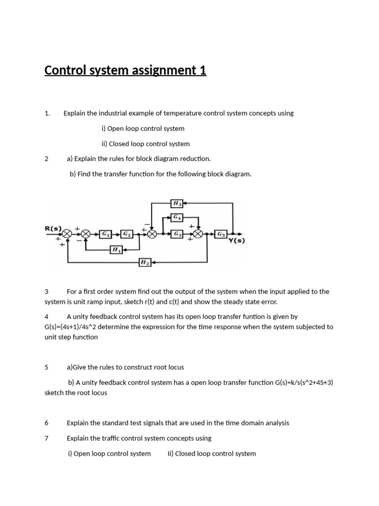 Control System Assignment 1 | PDF
