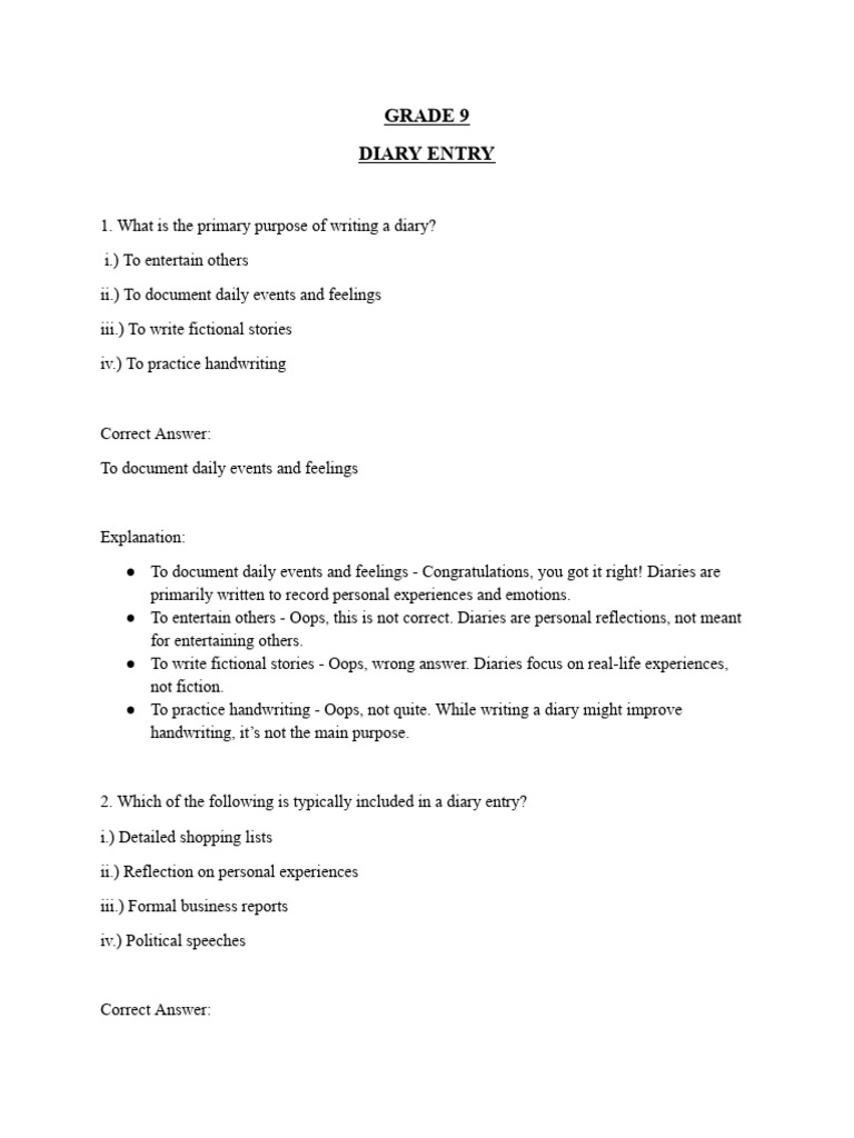 Diary Entry | PDF