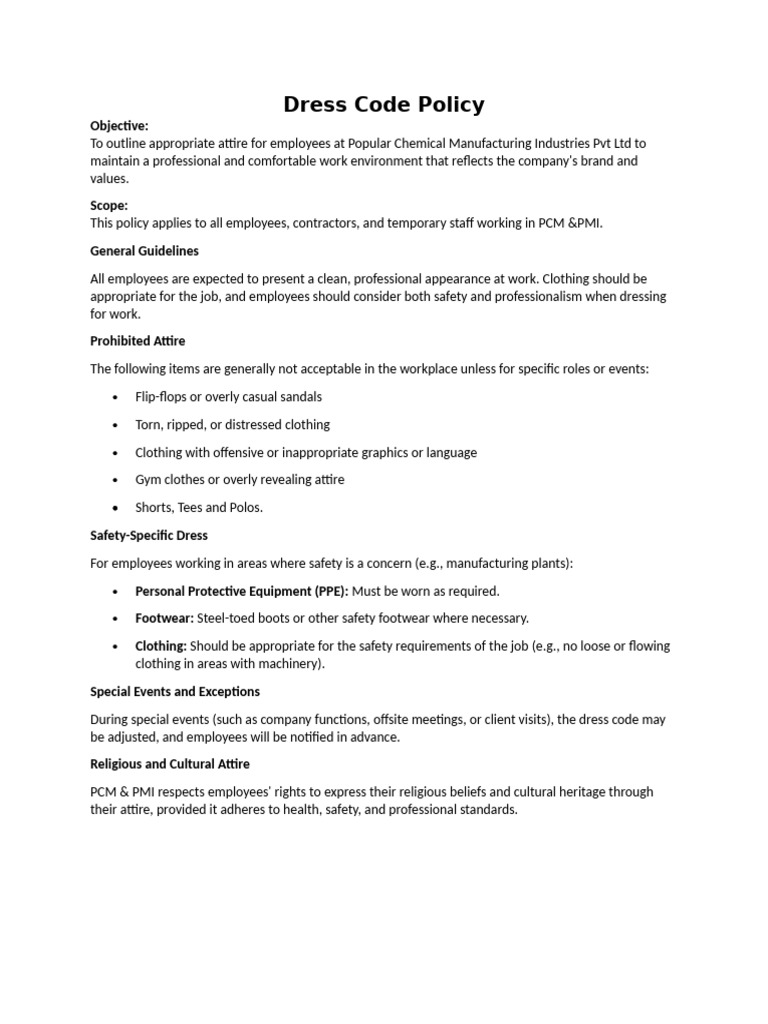 Dress Code Policy | PDF