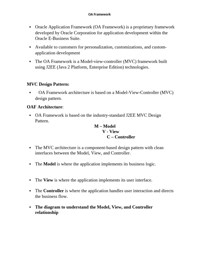 Oracle Application Framework introduction | PDF