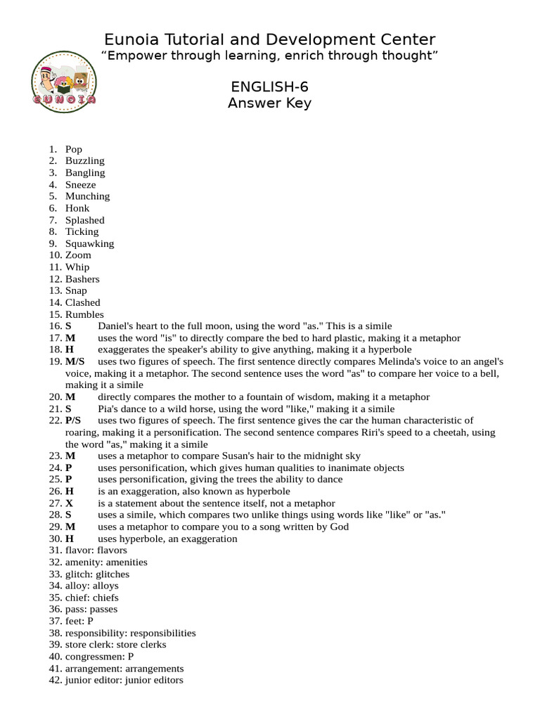 English Answer Key | PDF