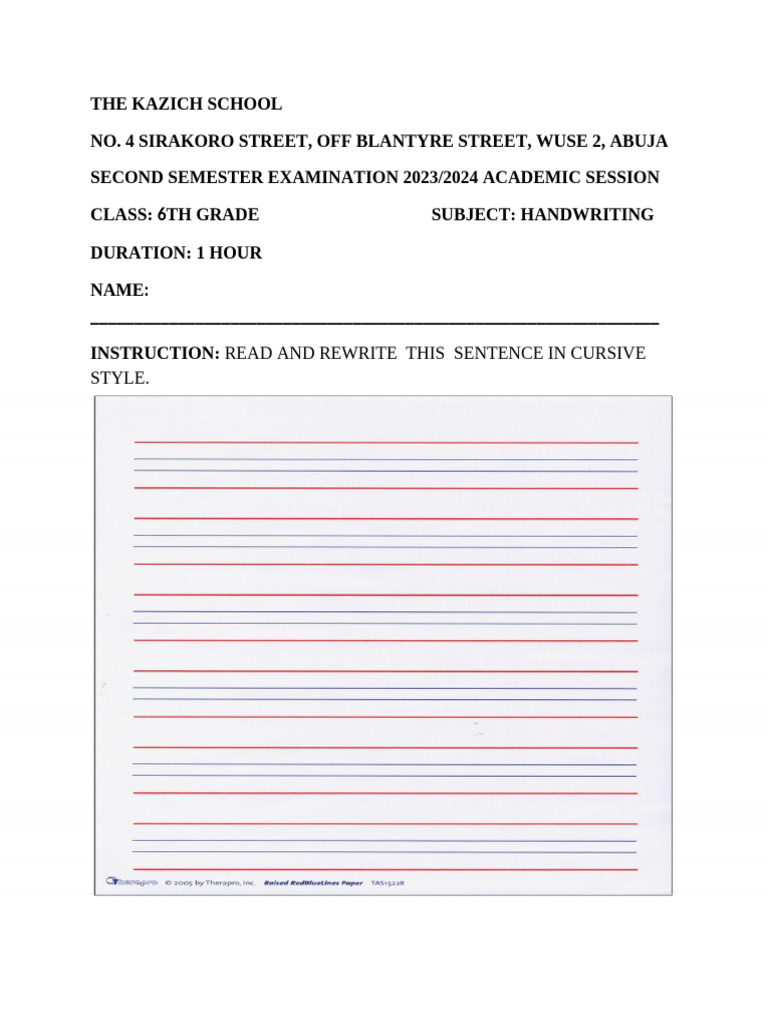 6th Grade Handwriting | PDF