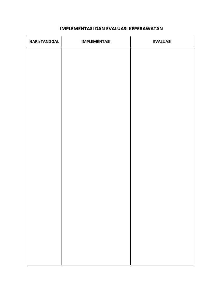 Form Implementasi Dan Evaluasi Keperawatan | PDF