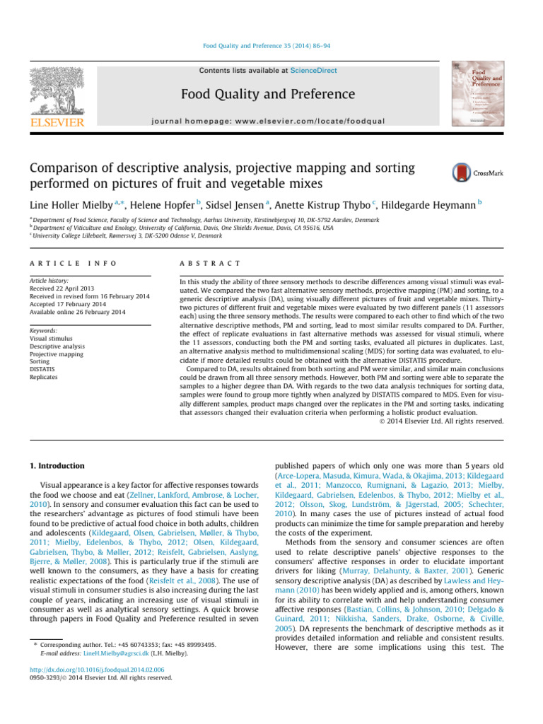 2014 - Comparison of Descriptive Analysis, Projective Mapping and ...