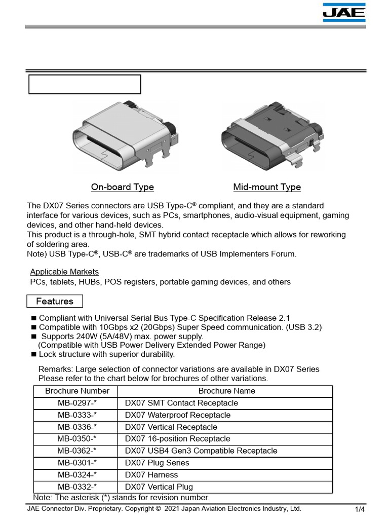 Mb-0335e DX07 Hybrid Contact Receptacle | PDF