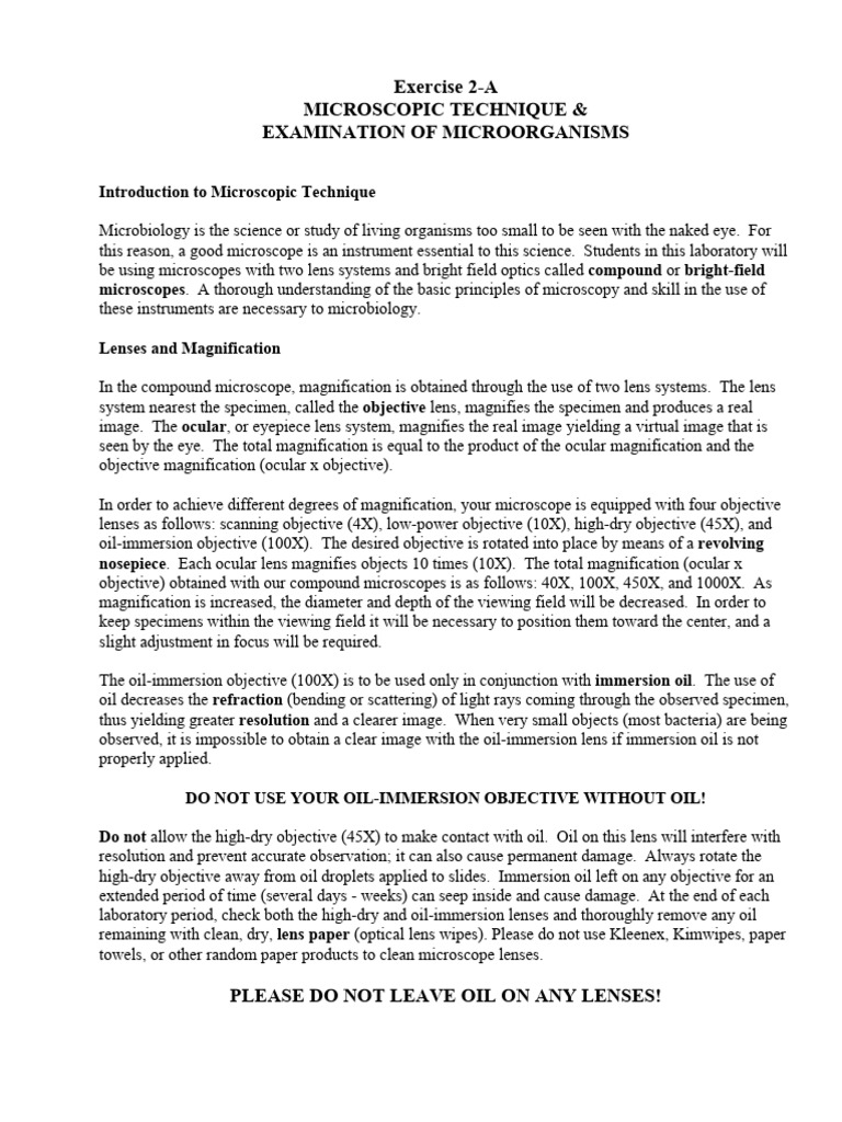 Microscopic Techniques & Examination of Microorganism | PDF