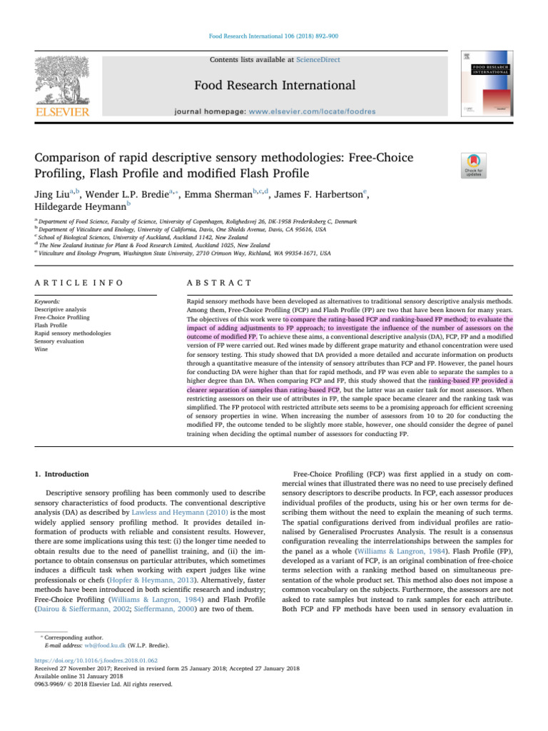 14. 2018_Comparison of rapid descriptive sensory methodologies | PDF