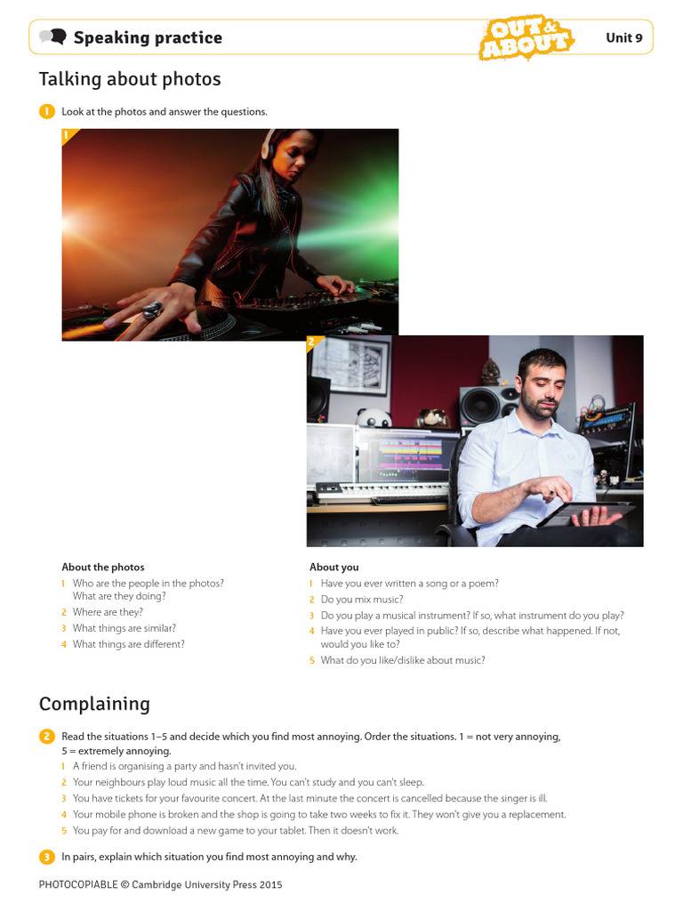 Unit 9 Speaking Practice OUT AND ABOUT | PDF