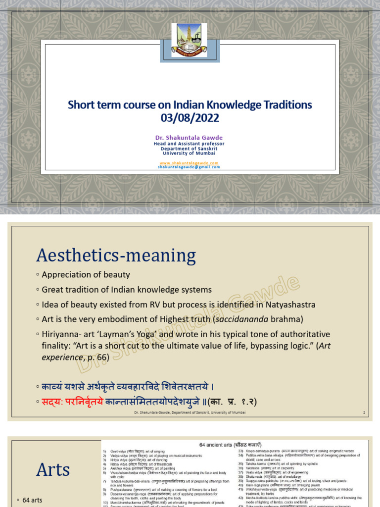 Indian Aesthetics For STC | PDF