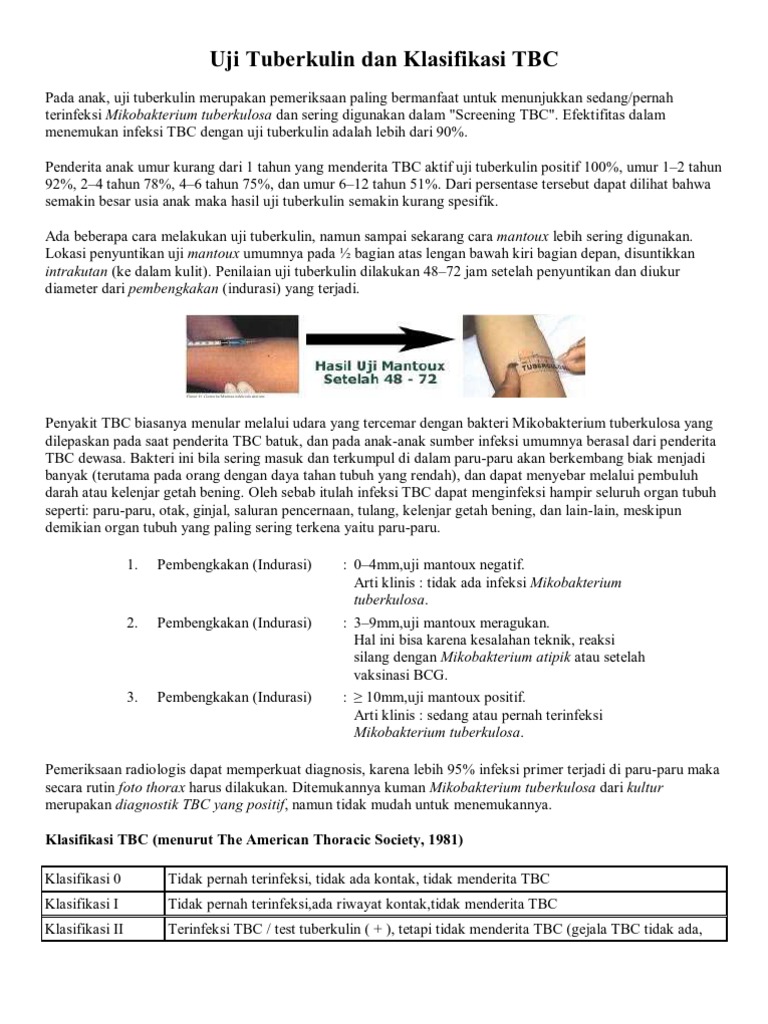 Uji Tuberkulin Dan Klasifikasi TBC | PDF