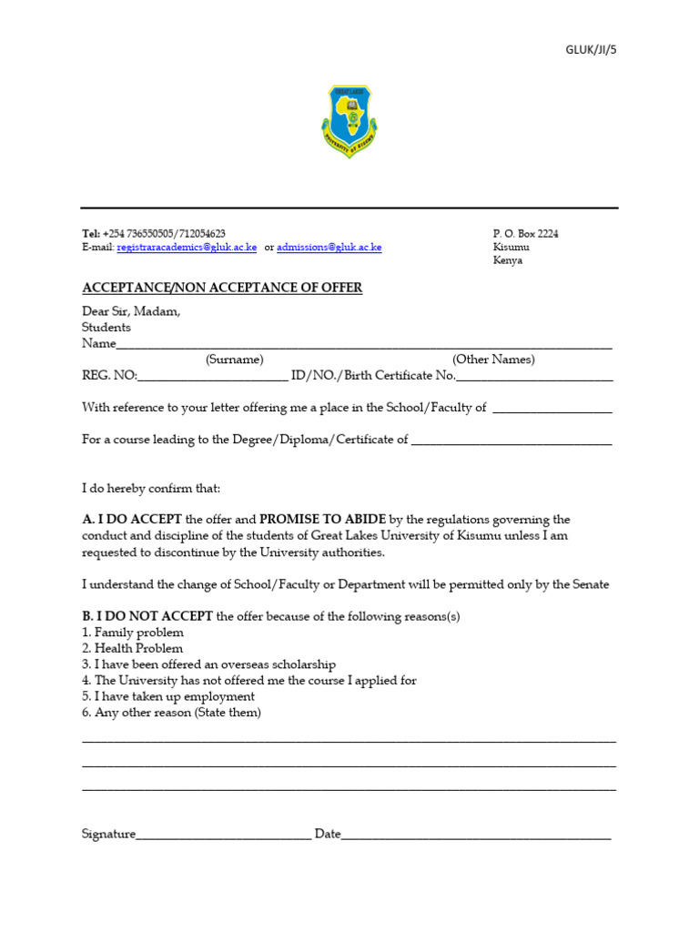 Acceptance or Non Acceptance JI 5 | PDF