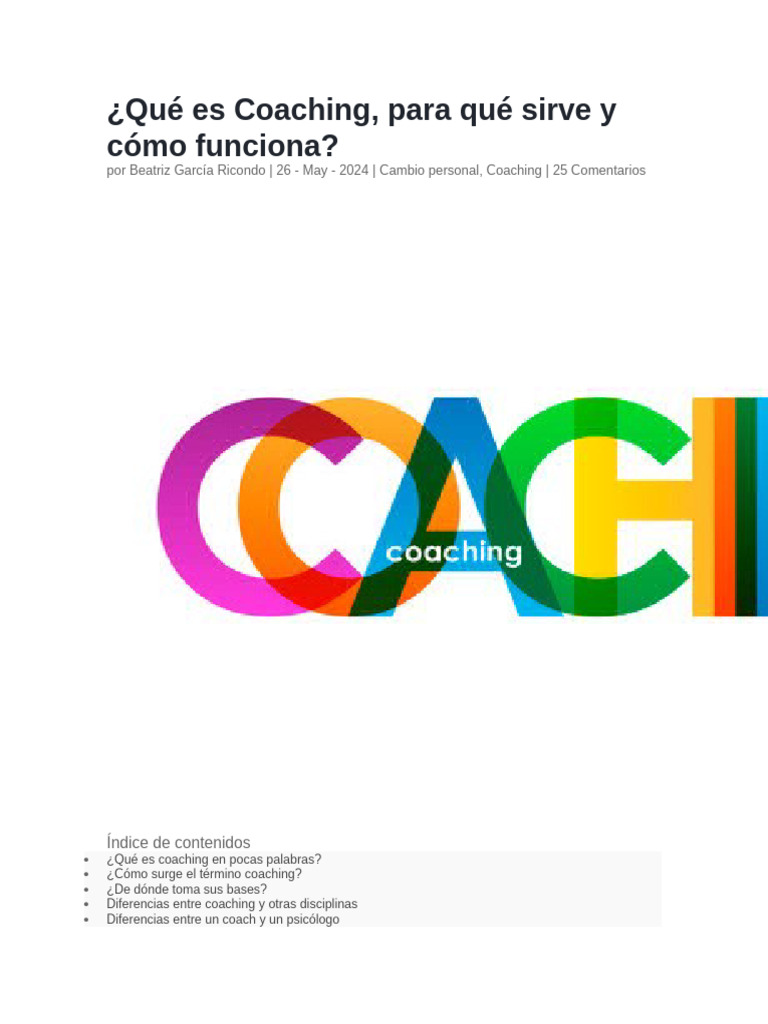 Qué Es Coaching | PDF