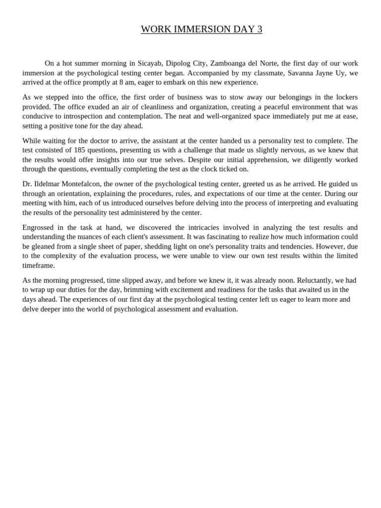 1st Narrative Work Immersion | PDF