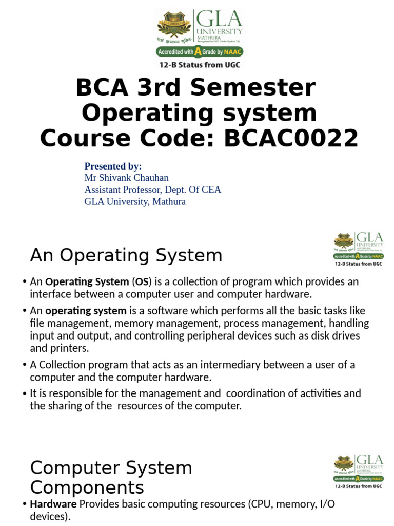 BCA 3rd Semester Operating System Course Code: BCAC0022 | PDF