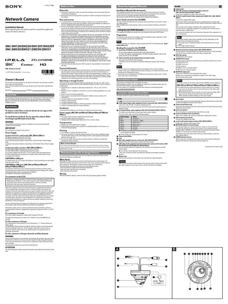 Sony Network Camera | PDF