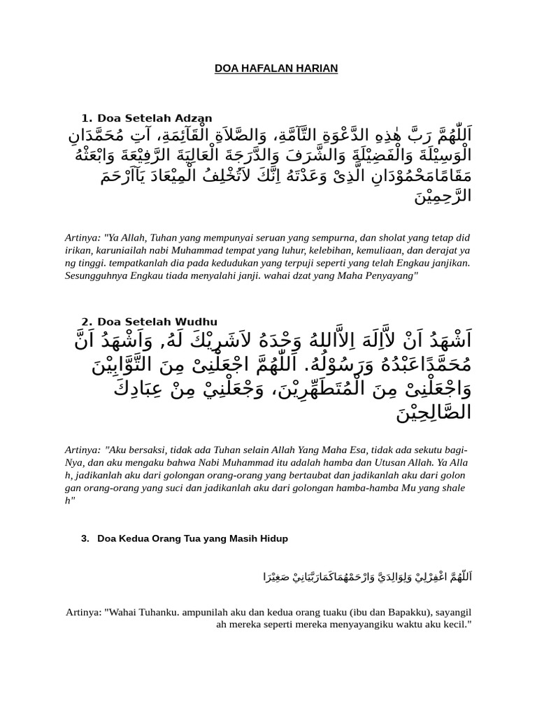 Hafalan Doa Mahasiswa UDB 2024 | PDF