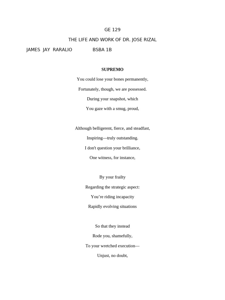 Ge 129 Poem | PDF