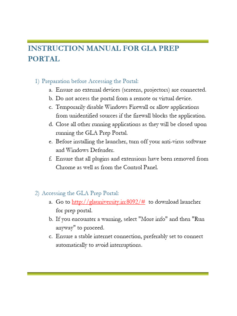INSTRUCTION MANUAL FOR GLA PREP PORTAL(pdf) | PDF