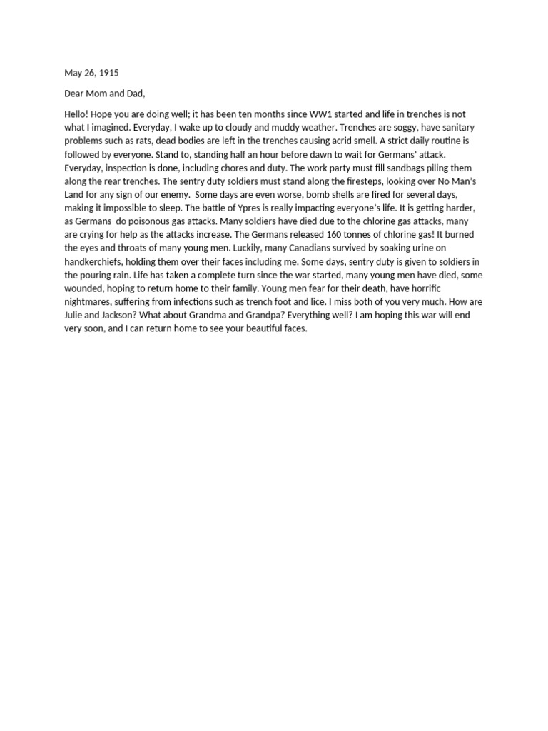 WW1 TRENCH LETTER | PDF