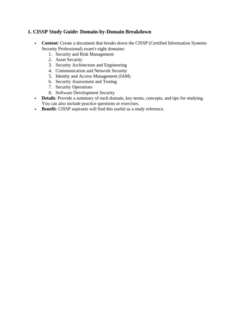 CISSP Study Guide: Domain-by-Domain Breakdown: Content | PDF