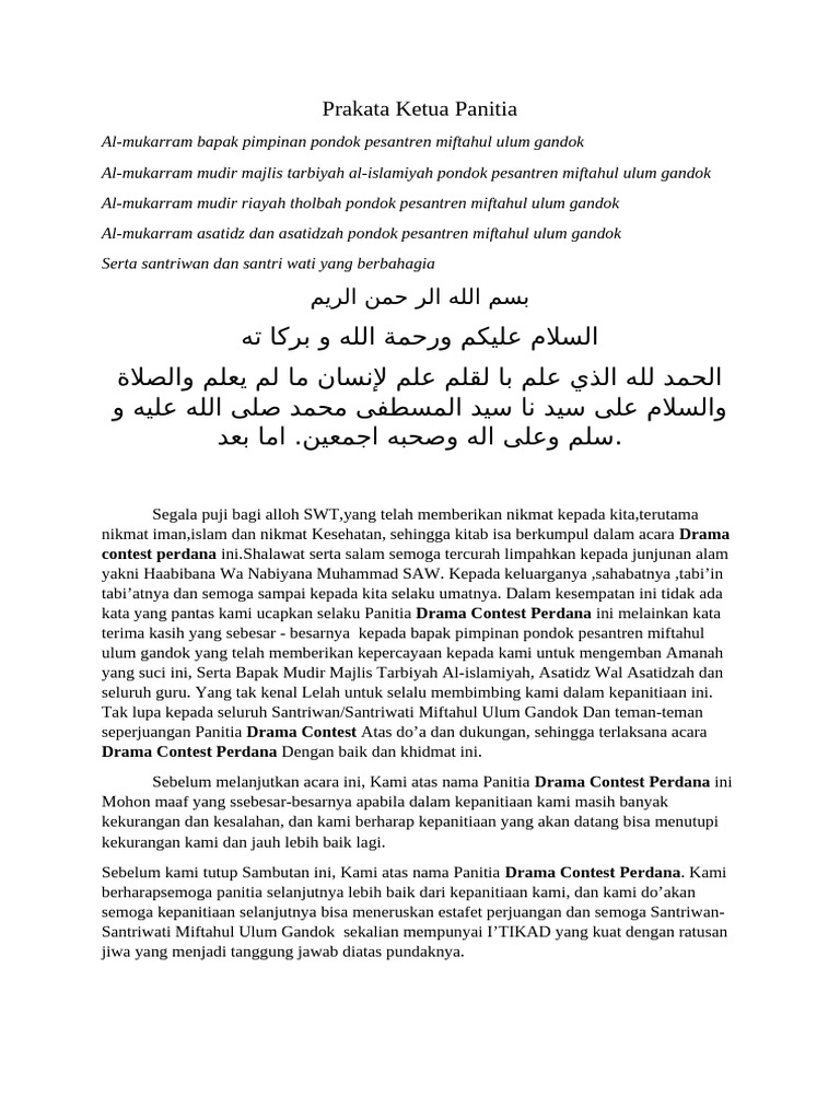 Prakata Ketua Panitia | PDF