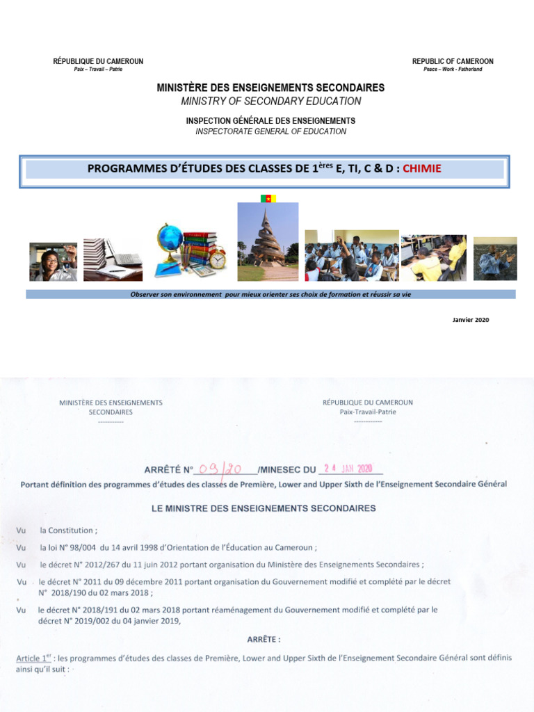 Programmes de CHIMIE 1ères E, TI, C&D Fin 2020 | PDF